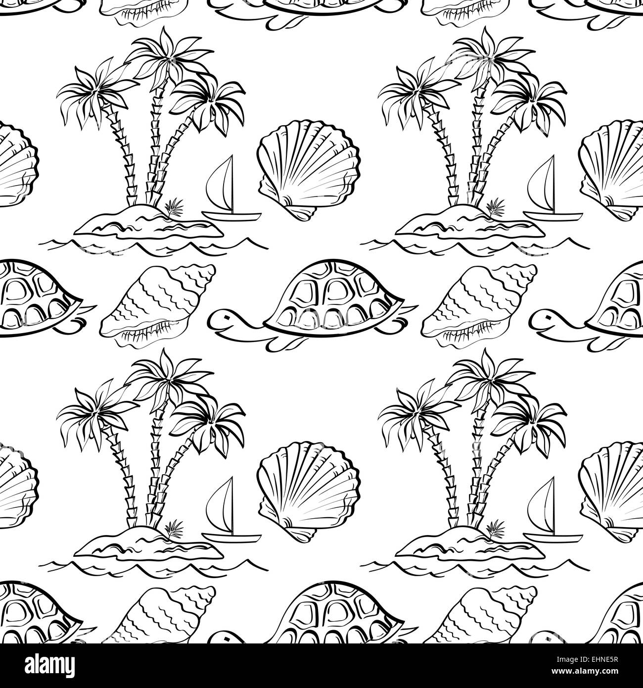 Vector cartoon seamless landscape Black and White Stock Photos & Images ...