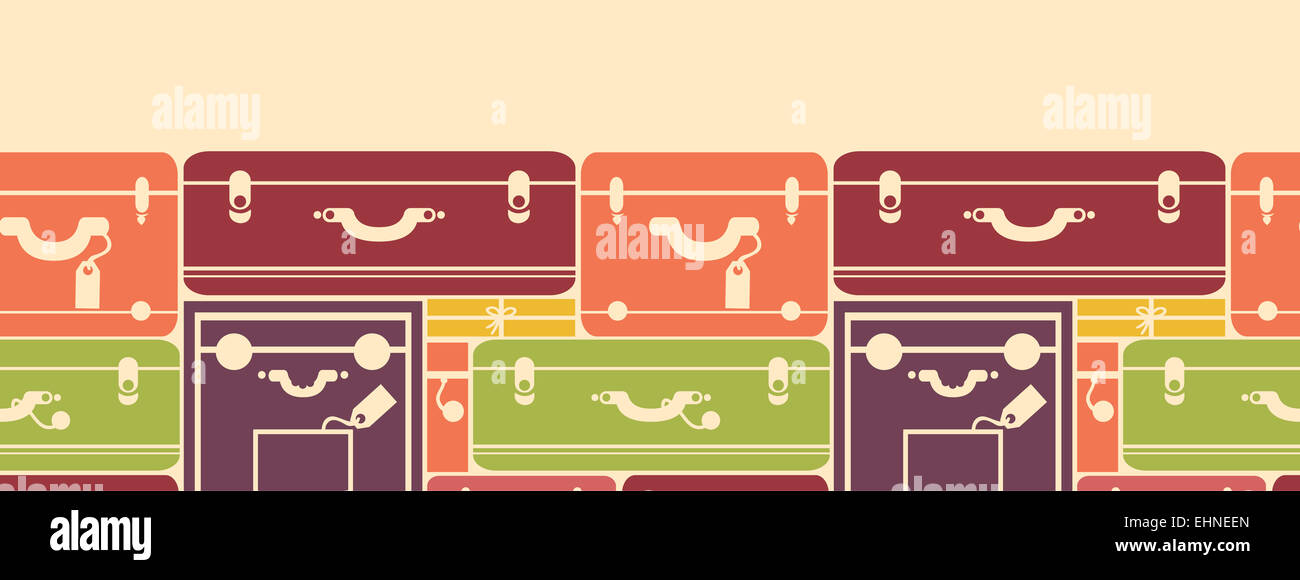 Colorful luggage horizontal seamless pattern background border Stock ...