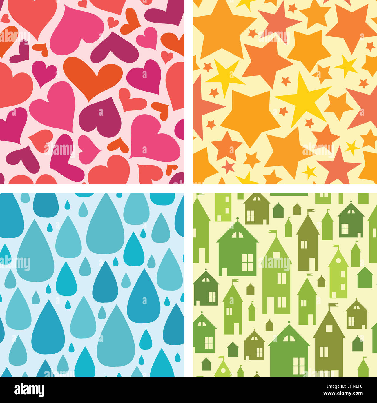 Set of four colorful seamless patterns background Stock Photo - Alamy