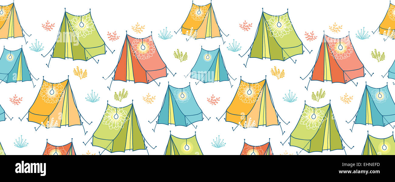 Camp tents horizontal seamless pattern background border Stock Photo ...