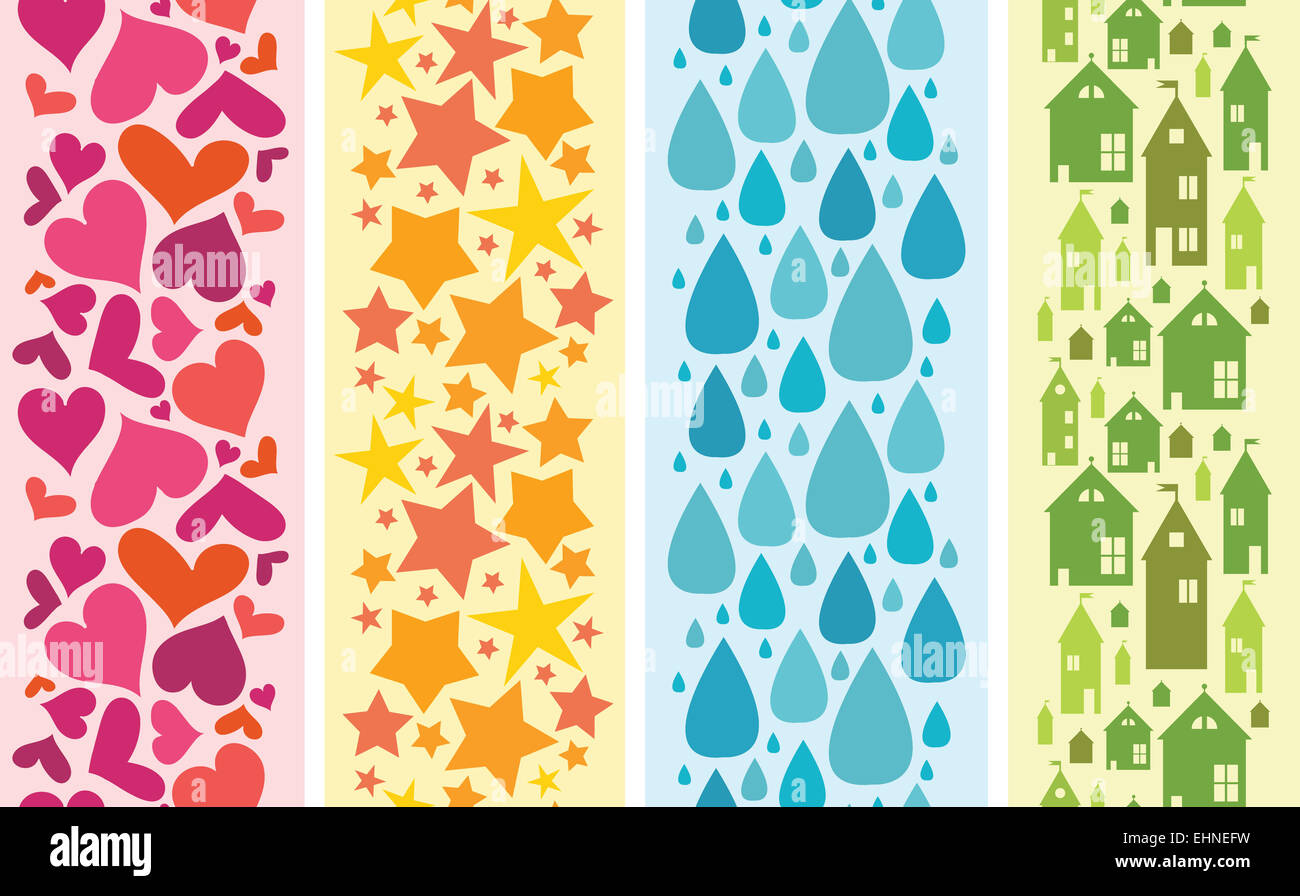 Set of four colorful horizontal seamless patterns borders Stock Photo ...