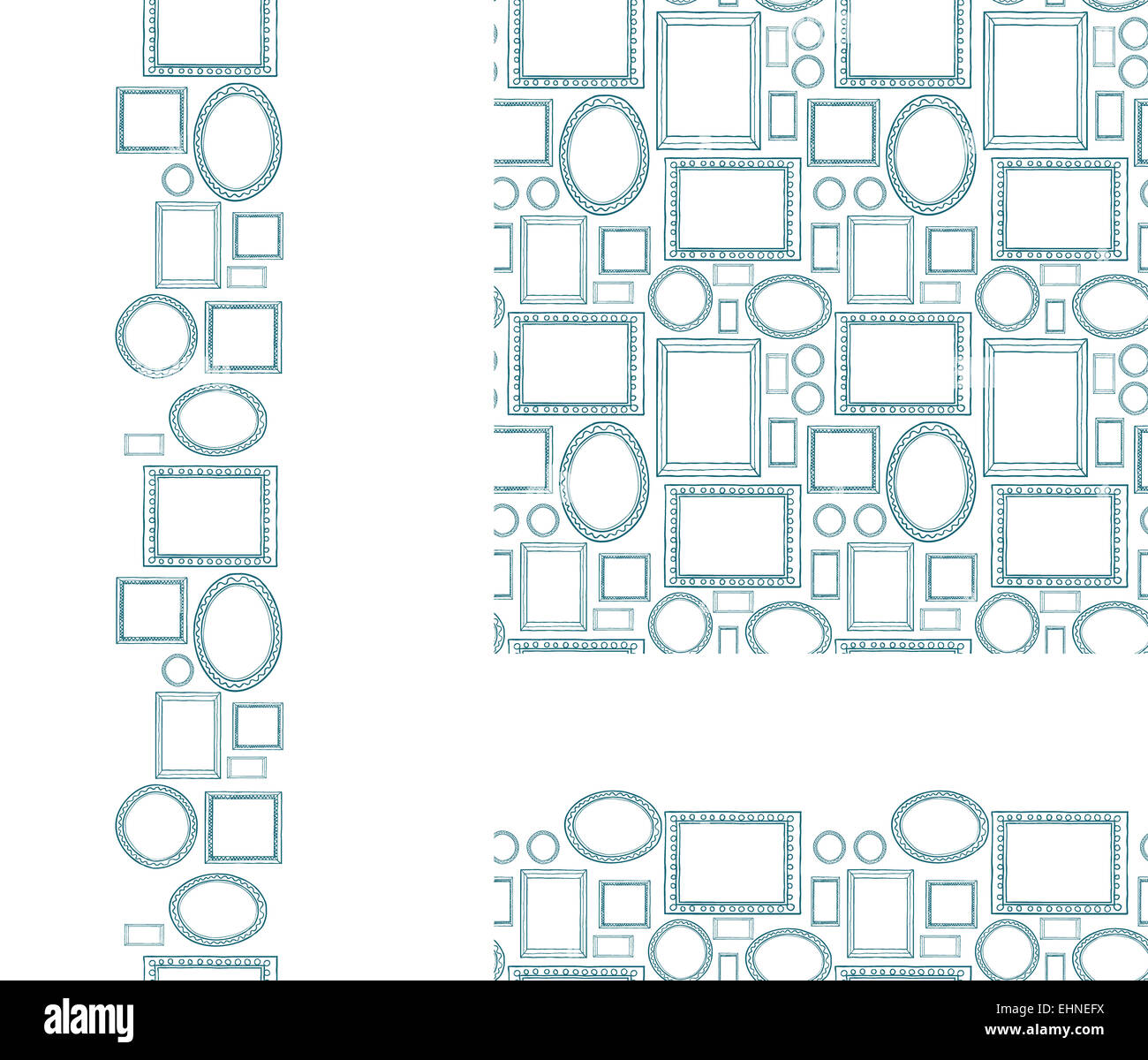 Set of blank picture frames seamless pattern and borders Stock Photo ...