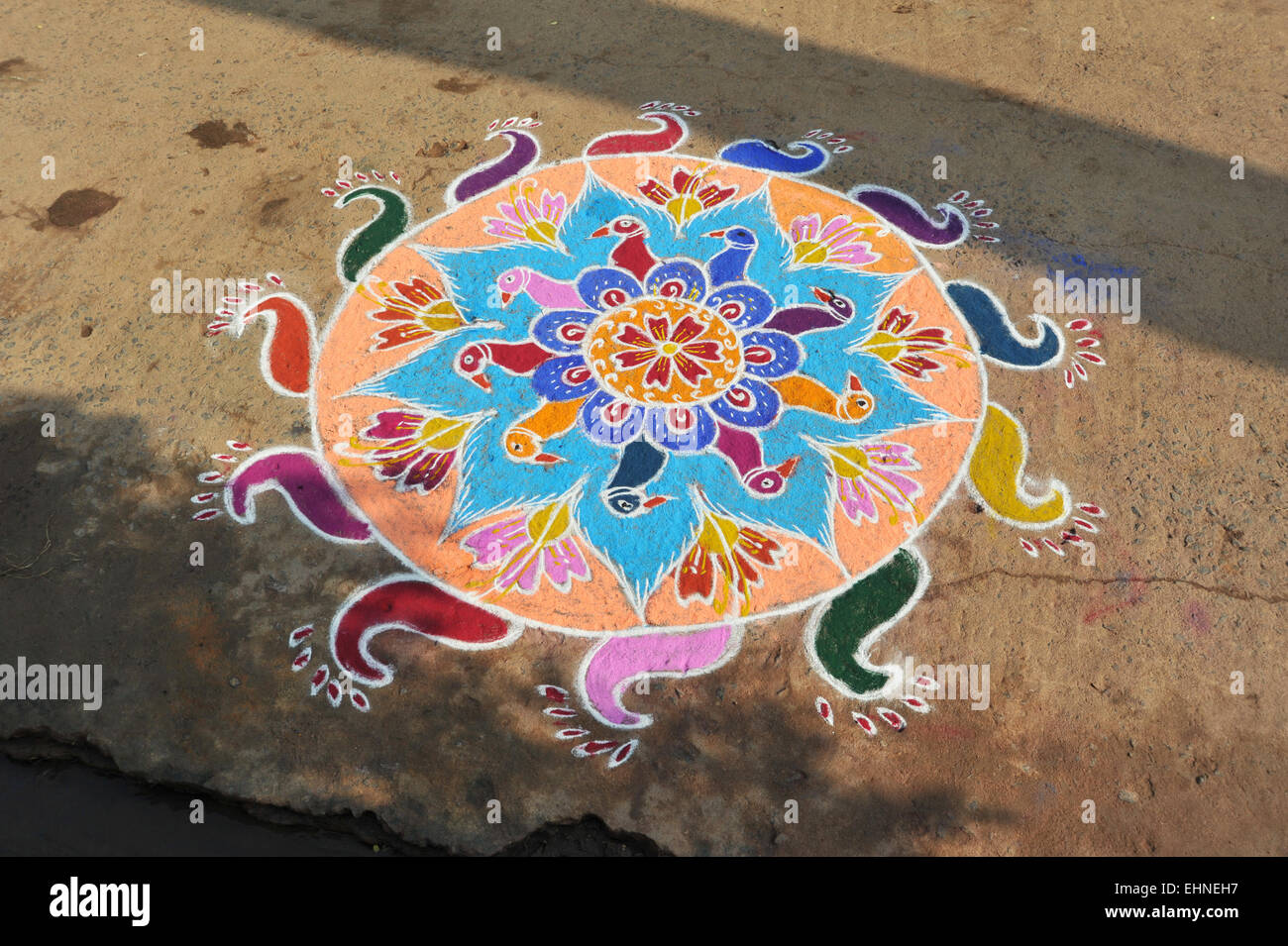 Kolams in the village of Kuilapalayam, during Pongal harvest festival ...