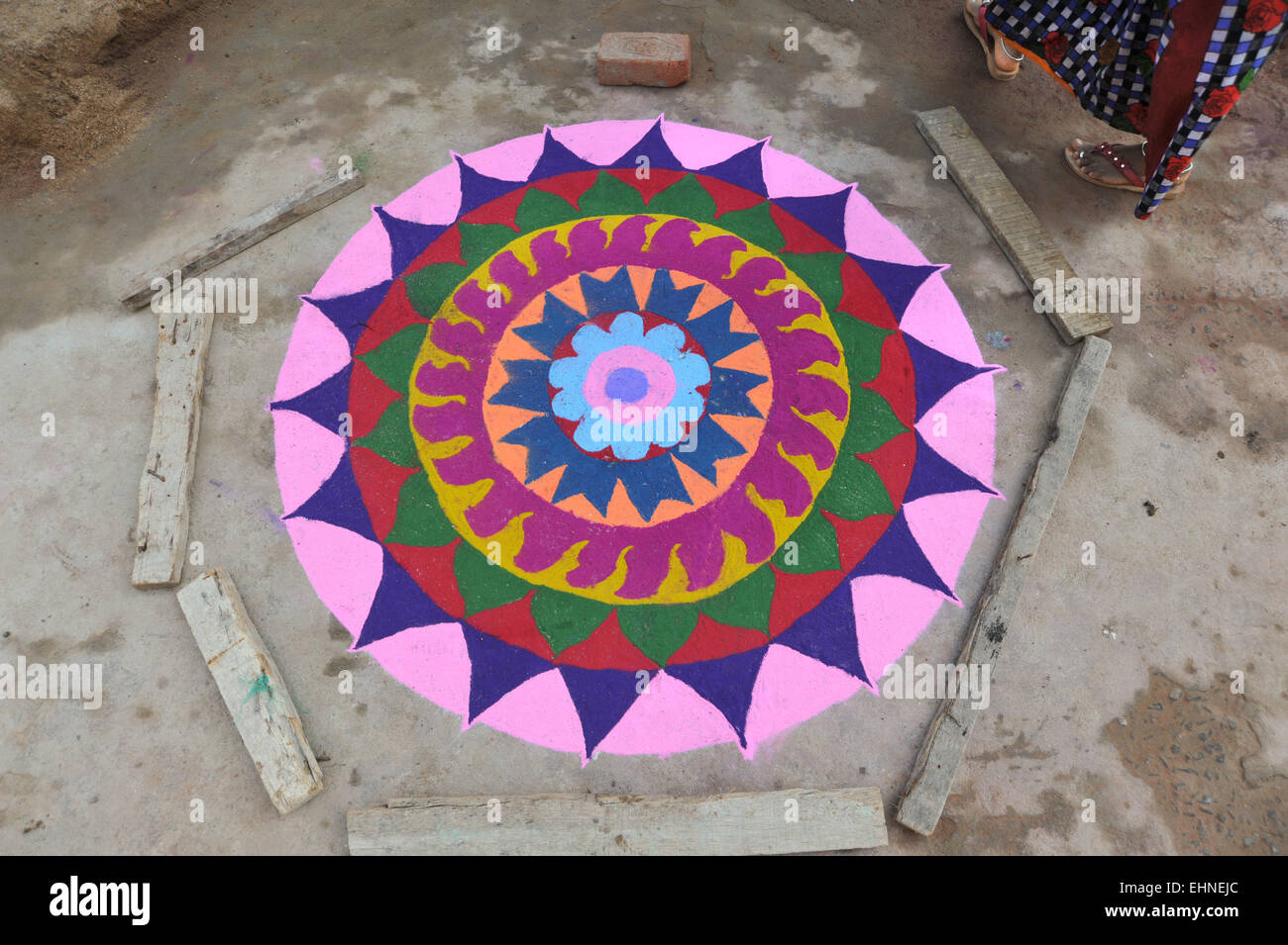 Kolams in the village of Kuilapalayam, during Pongal harvest festival ...