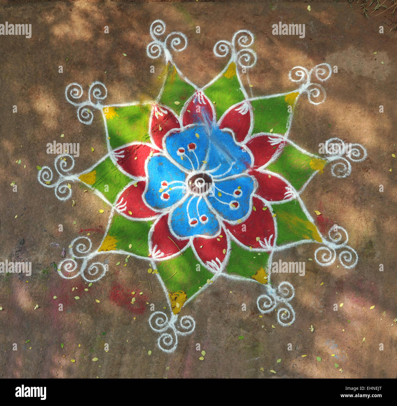 Kolams in the village of Kuilapalayam, during Pongal harvest festival ...