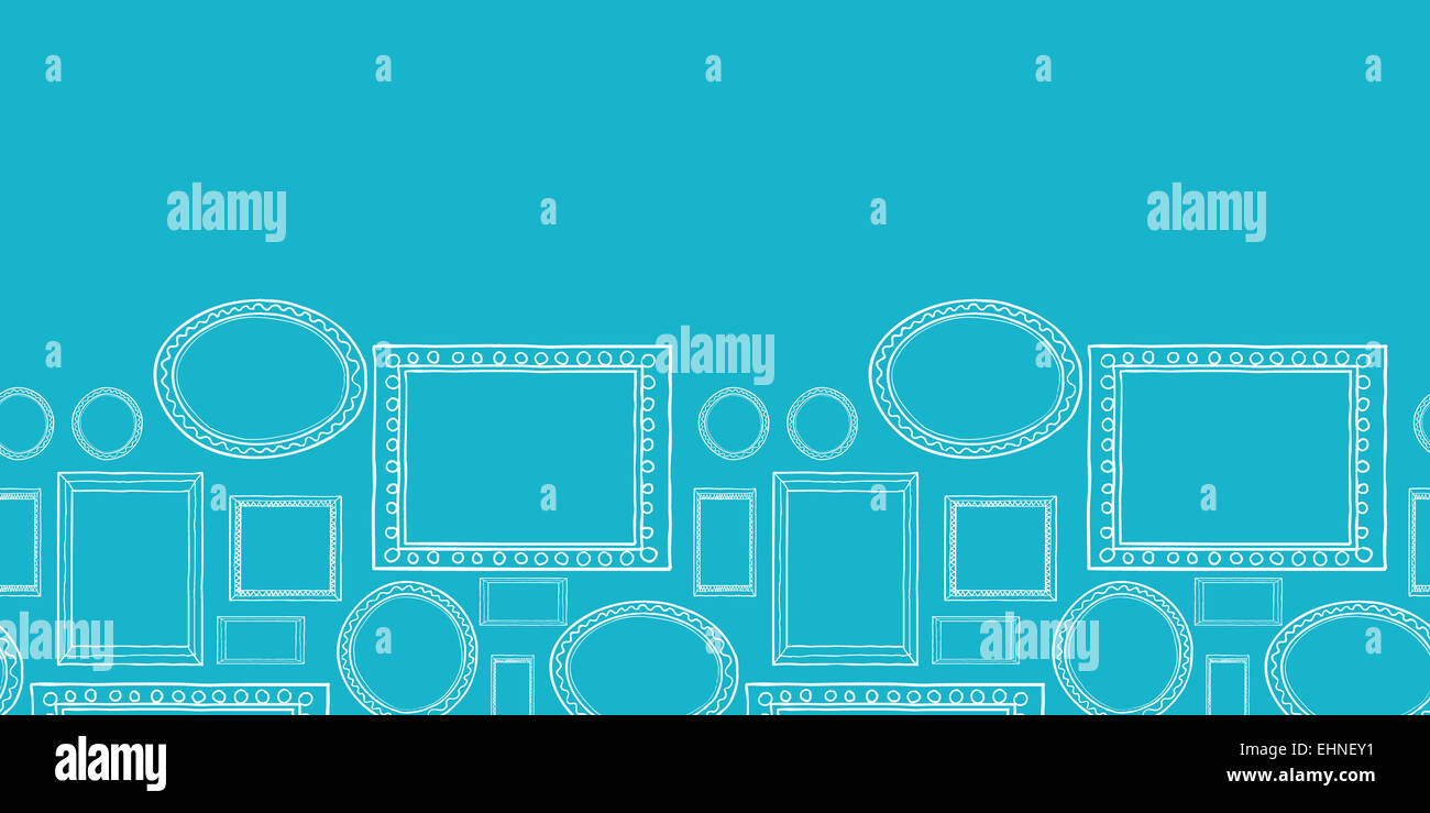 Blue blank picture frames horizontal seamless pattern background Stock ...