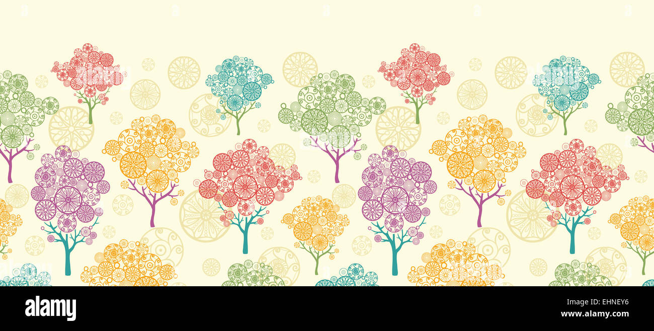 Colorful abstract trees horizontal seamless pattern border Stock Photo ...
