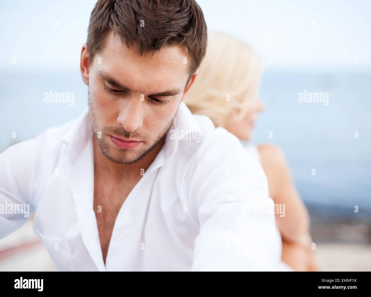 stressed man with man outside Stock Photo - Alamy