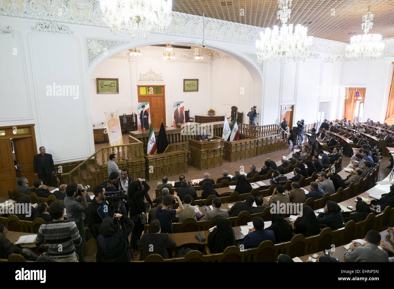 Tehran, Iran. 16th Mar, 2015. Iranian Parliament Speaker ALI LARIJANI ...