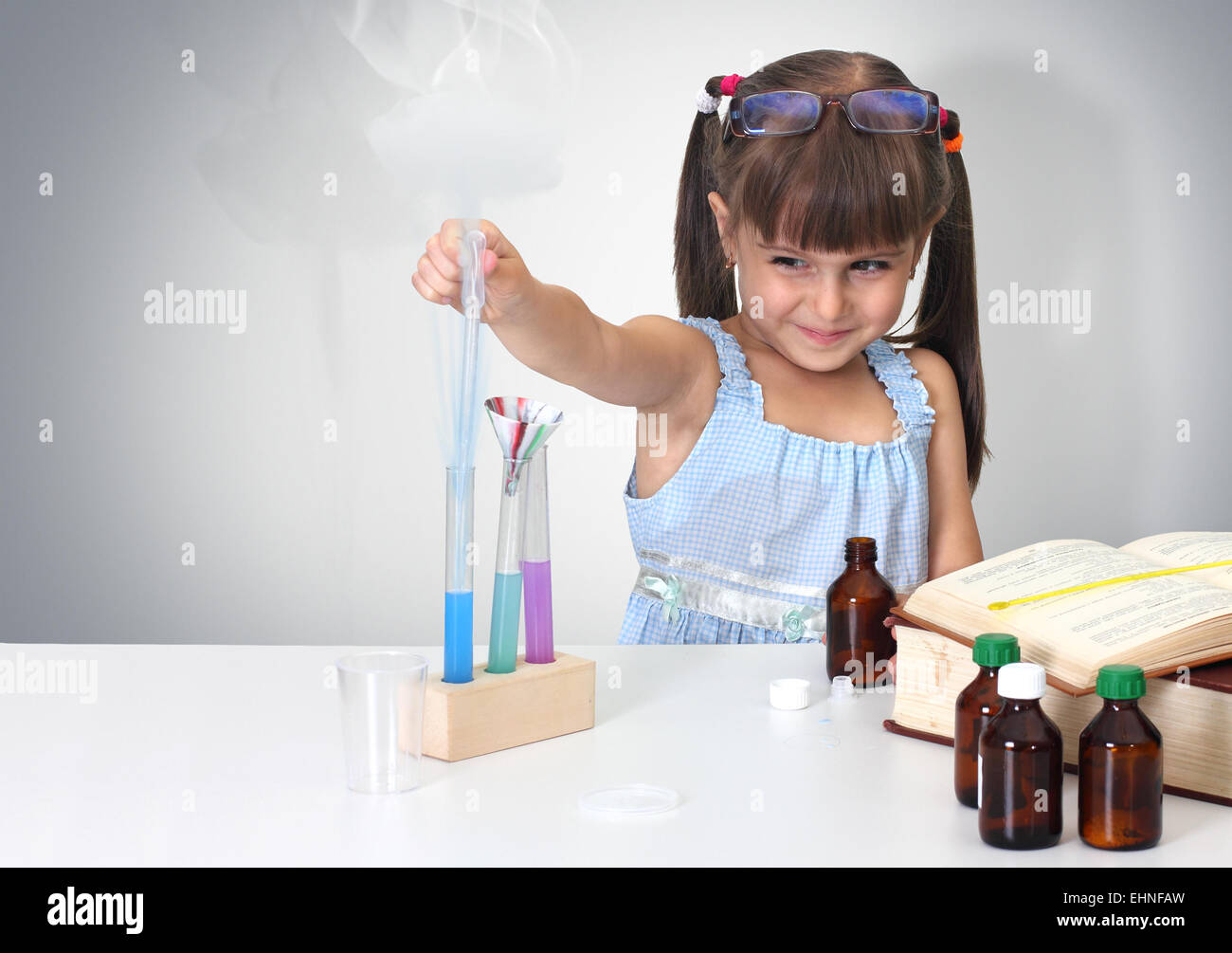child girl making sciencel test Stock Photo - Alamy