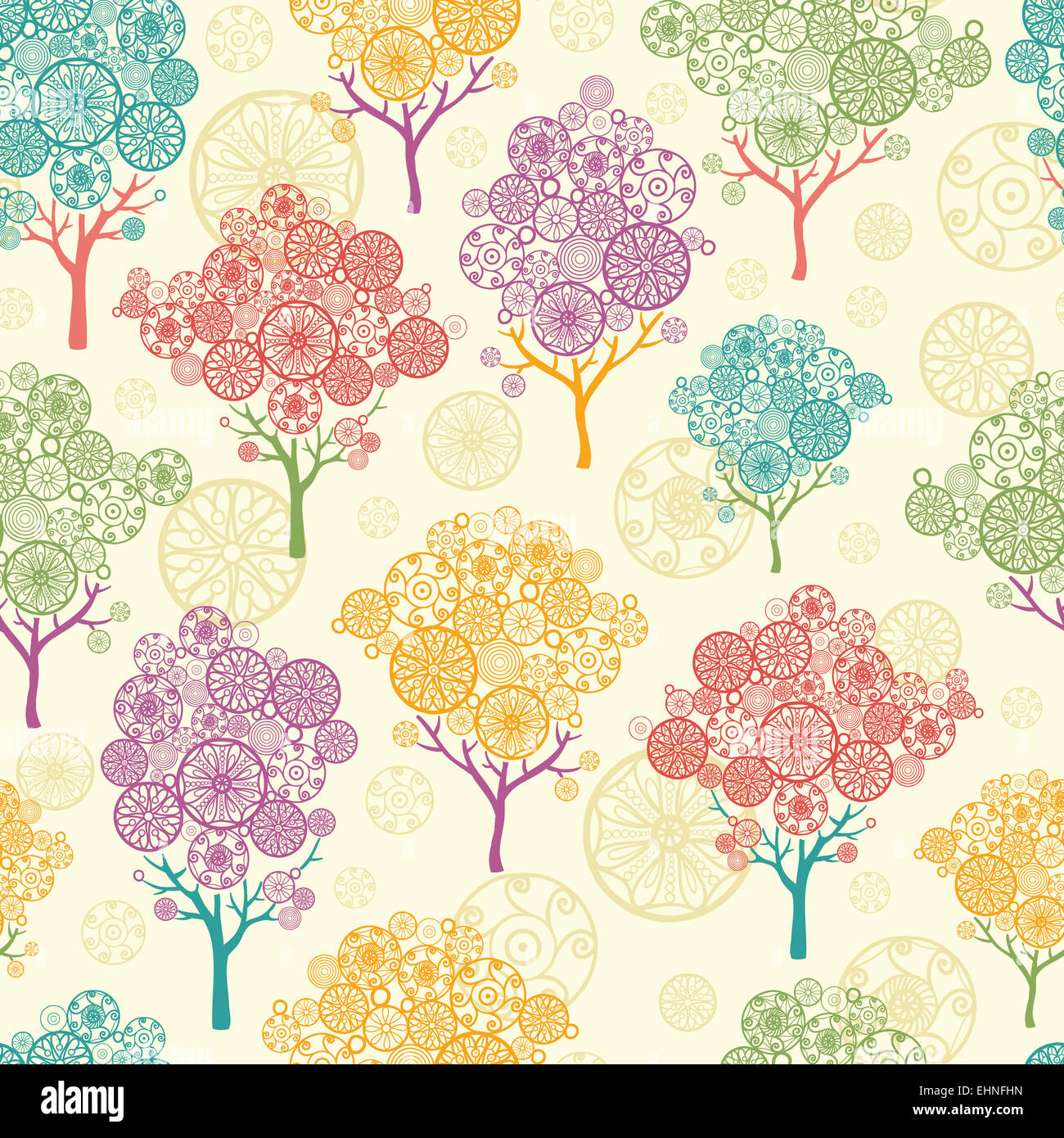 Colorful abstract trees seamless pattern background Stock Photo - Alamy