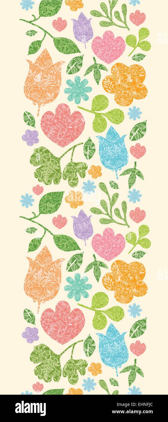 Textured spring plants vertical seamless pattern border Stock Photo - Alamy