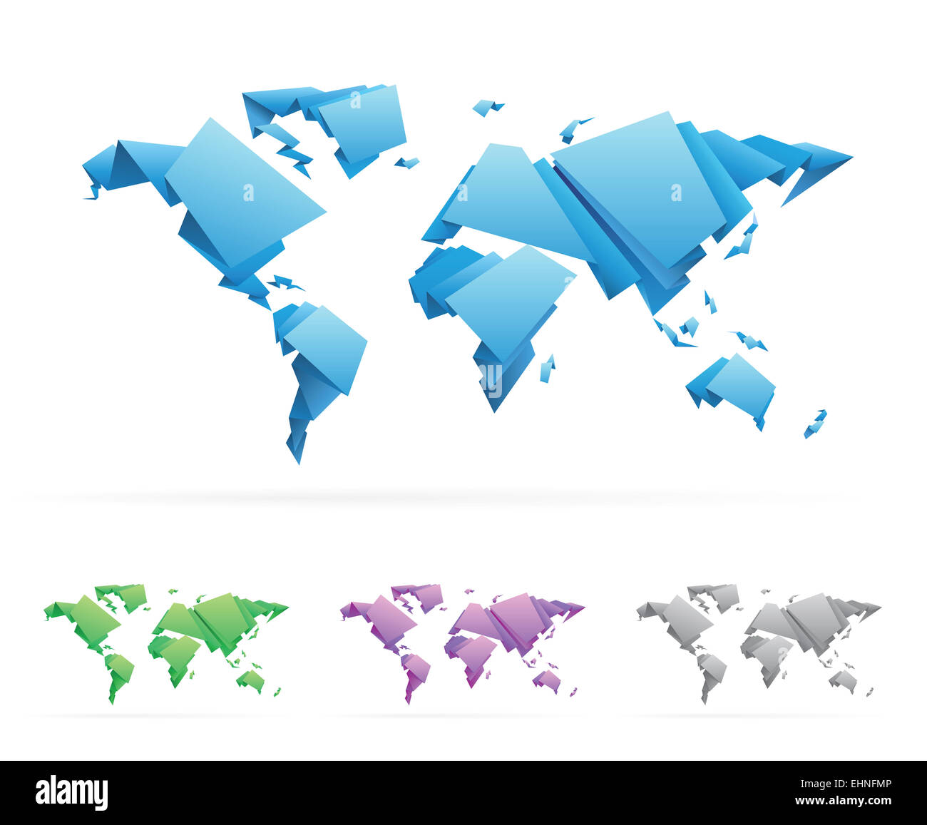 Origami-style World Map Stock Photo - Alamy