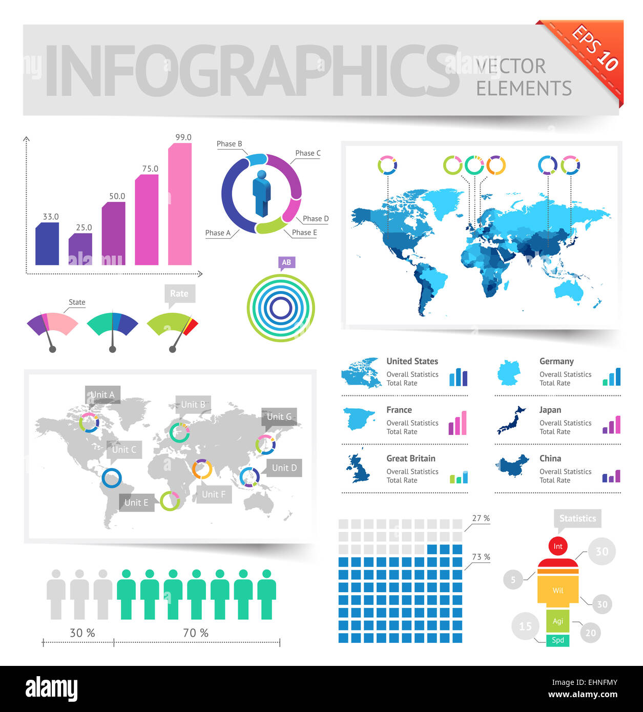 World map infographic template countries Cut Out Stock Images ...