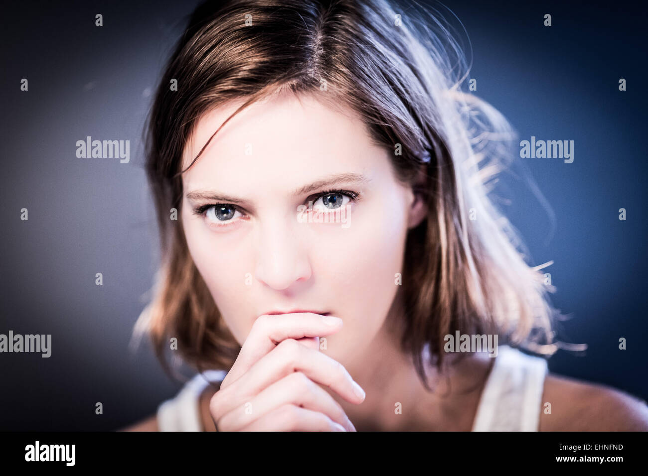 Emotionally disturbed woman Stock Photo - Alamy