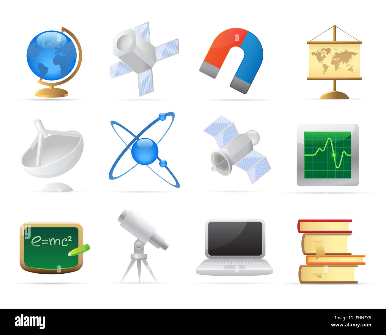 Icons for science and education Stock Photo - Alamy