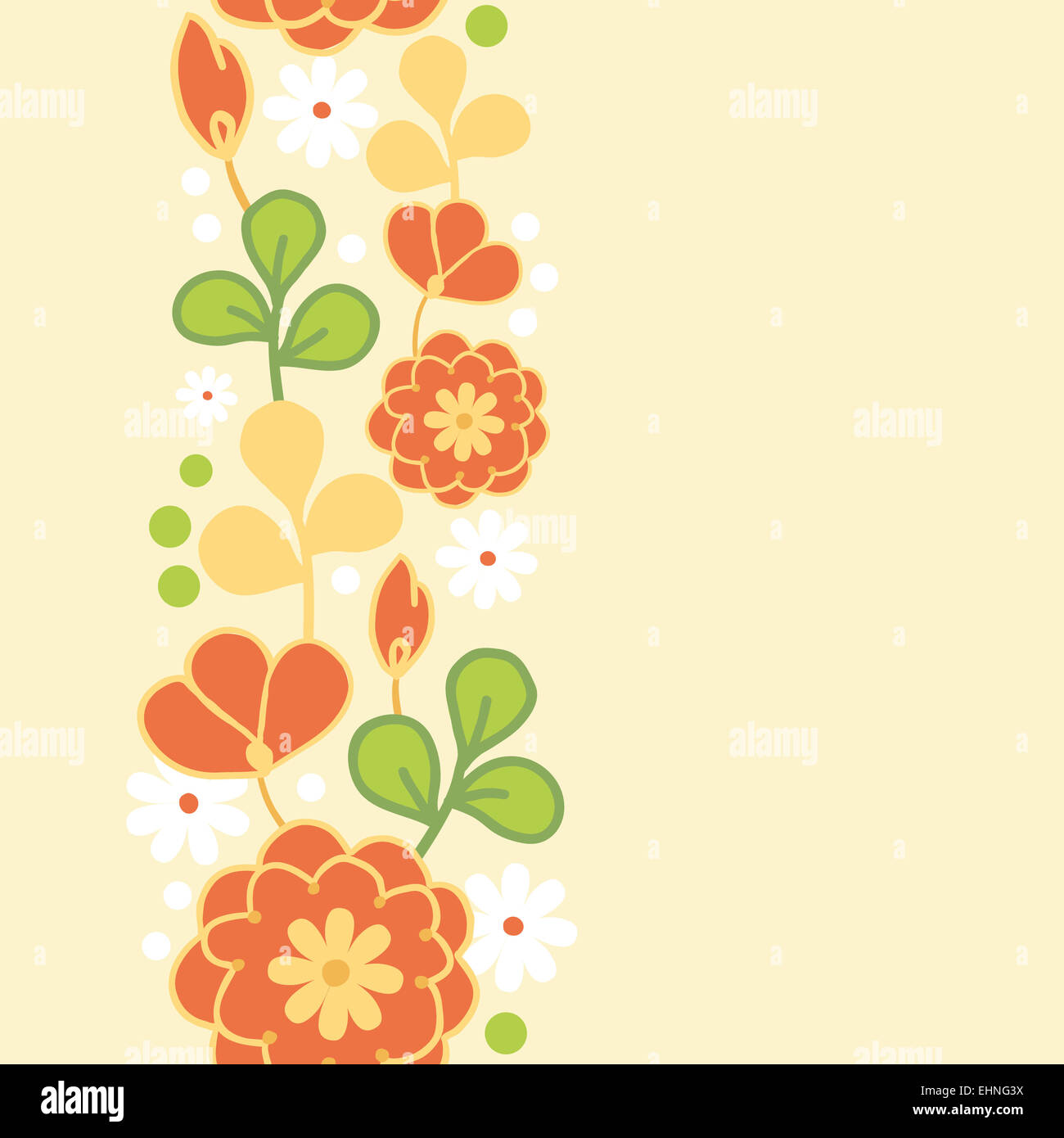 Orange kimono flowers vertical seamless pattern border Stock Photo - Alamy