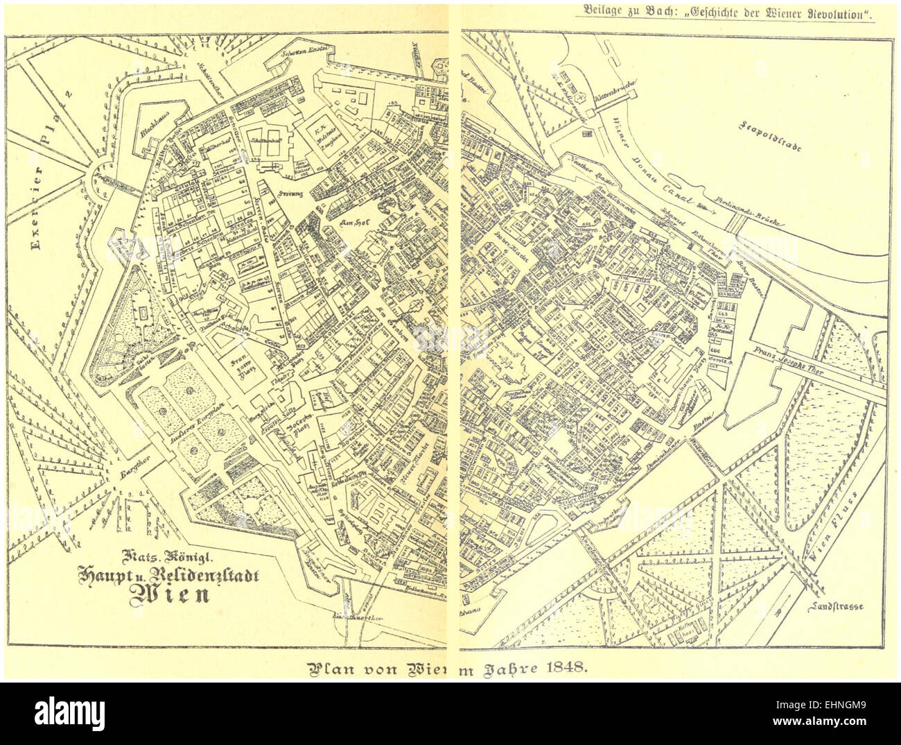 This 1898 map by Bach shows Vienna in the year 1848, providing a ...