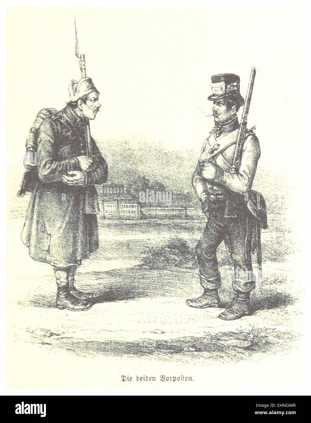 Bach’s 1898 work features 'Die beiden Vorposten', likely depicting two ...