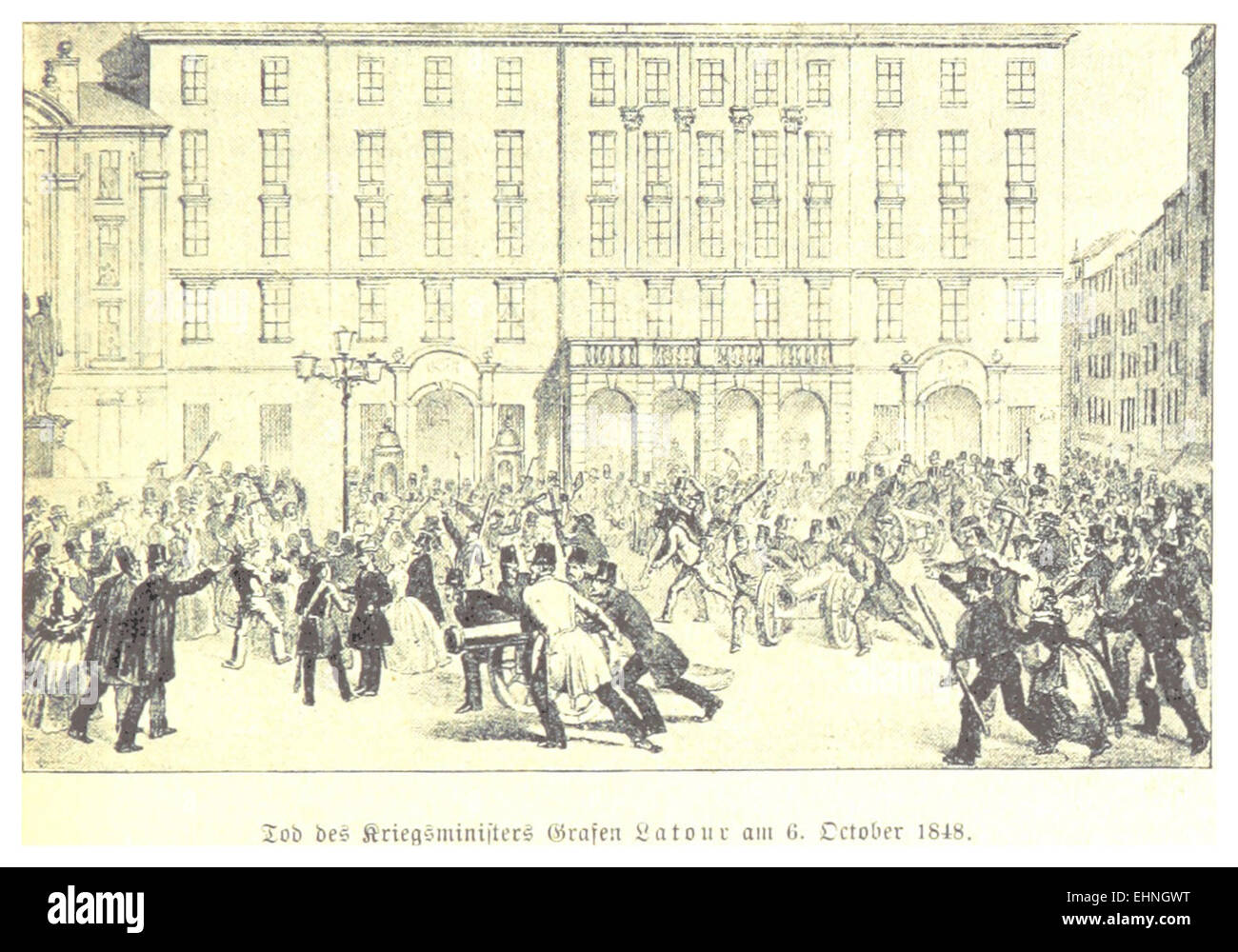 This 1898 illustration by Bach depicts the death of War Minister Count ...