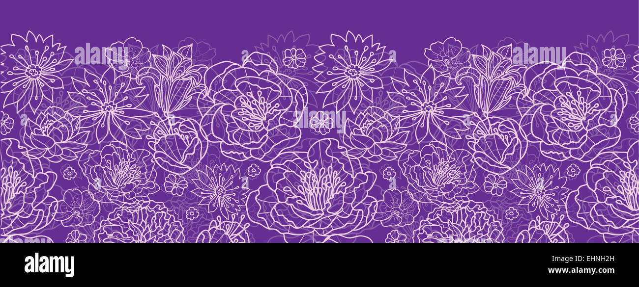 Purple lace flowers horizontal seamless pattern background border Stock ...