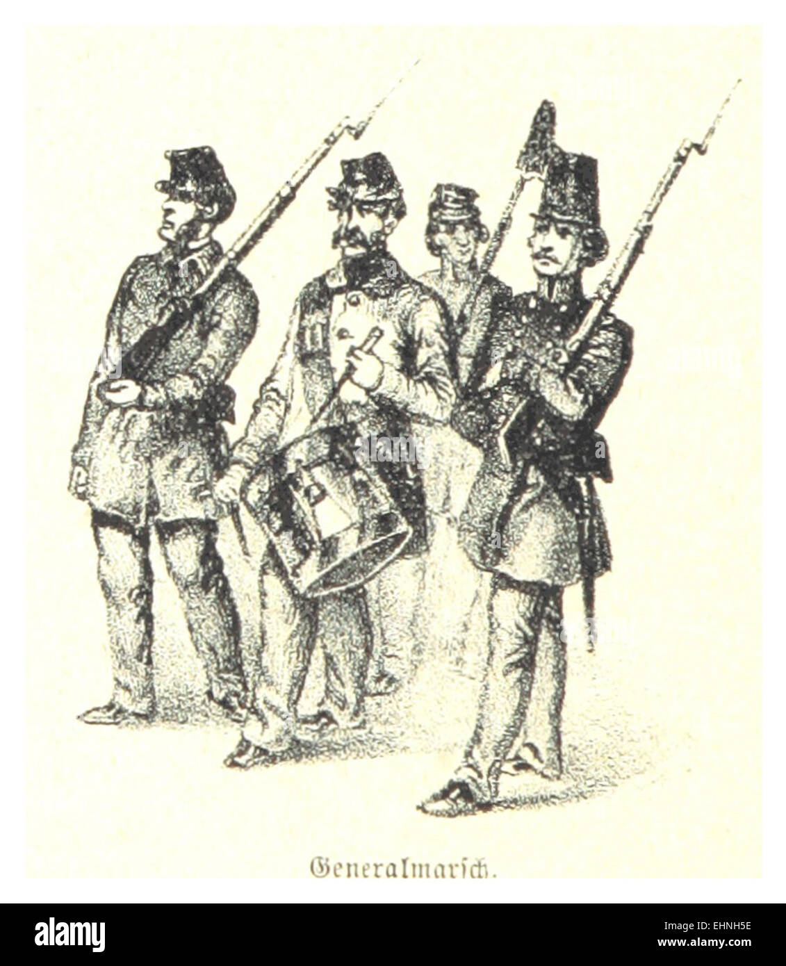 An 1898 illustration from Bach’s work depicting a Generalmarch, a ...