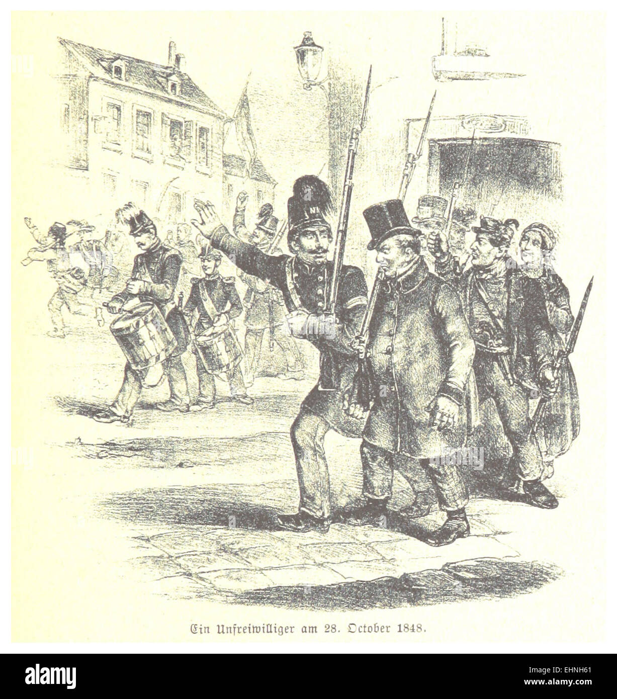 An 1898 illustration accompanying the text 'Ein Unfreiwilliger' (A ...