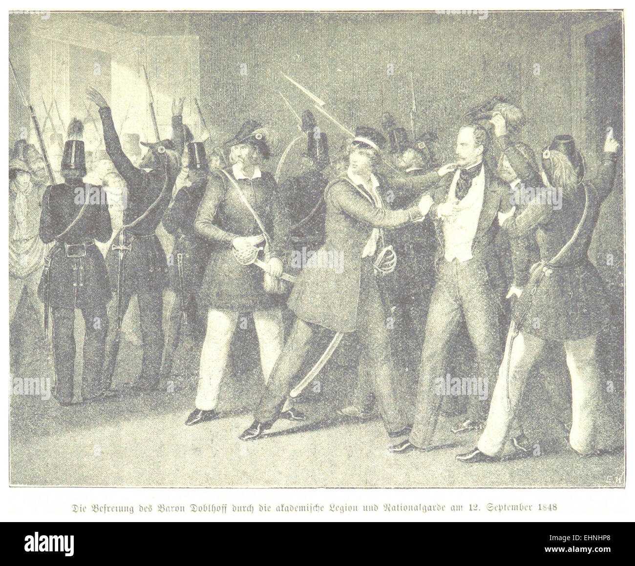 This 1898 illustration by Bach depicts the liberation of Baron Doblhoff ...