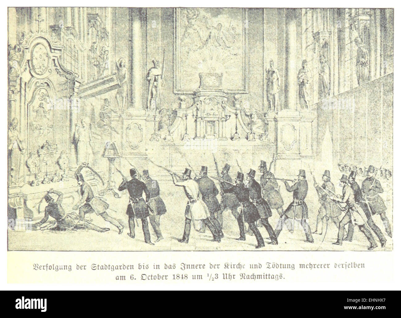 An illustration from Bach’s 1898 work, depicting the *Oktoberaufstand ...