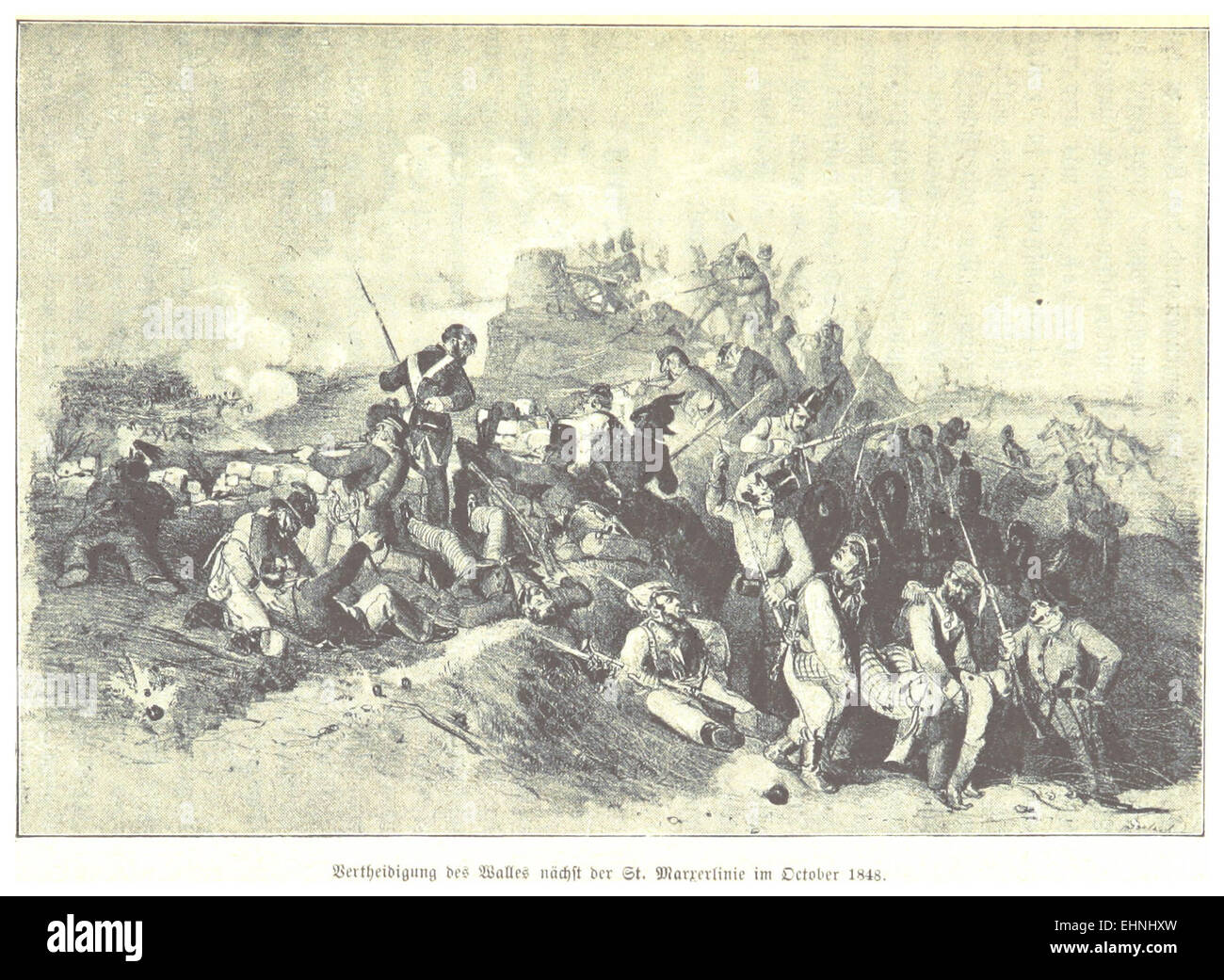 An 1898 illustration from Bach’s work depicting the Battle of St. Marx ...