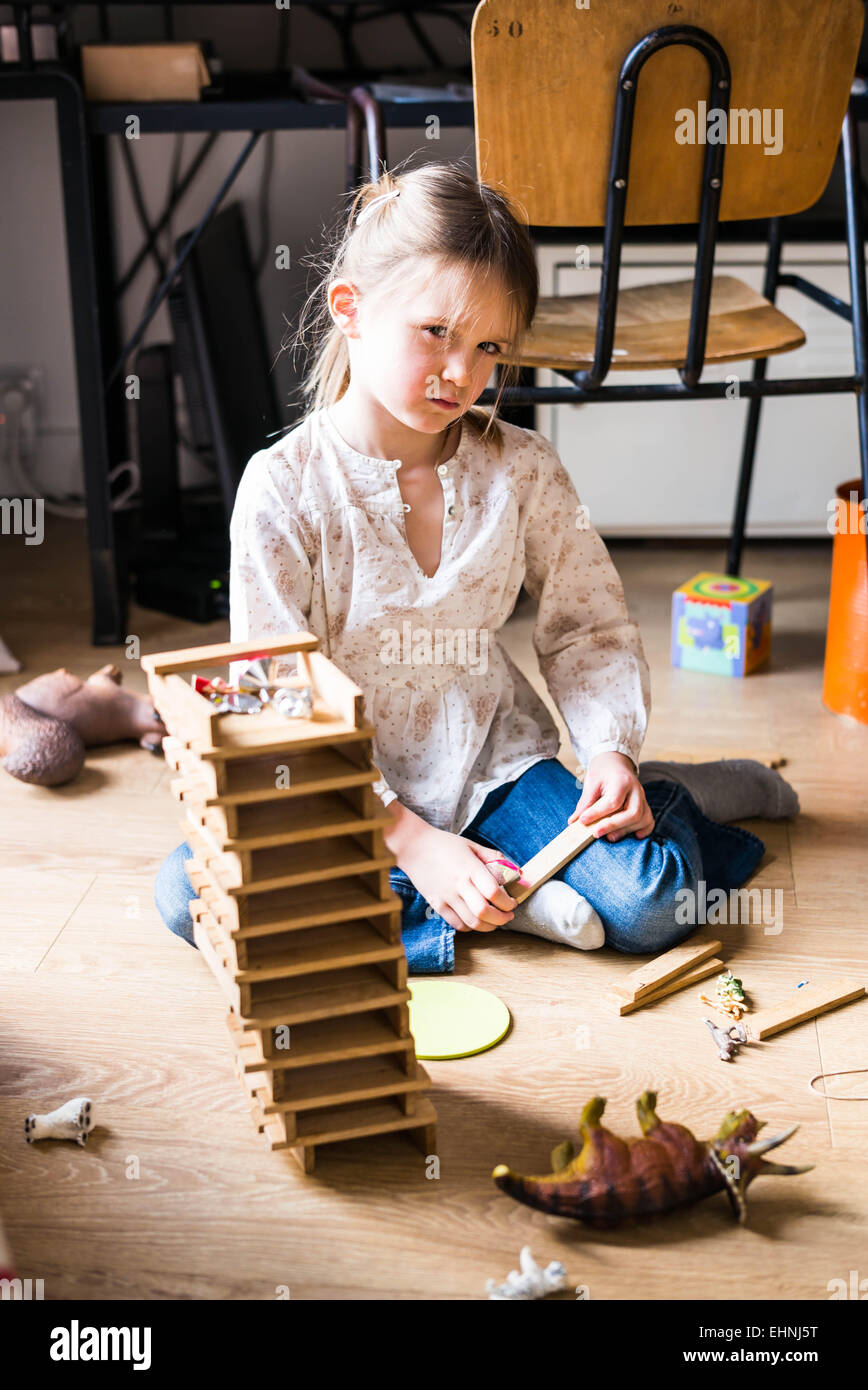 5 year-old girl playing in her bedroom Stock Photo - Alamy