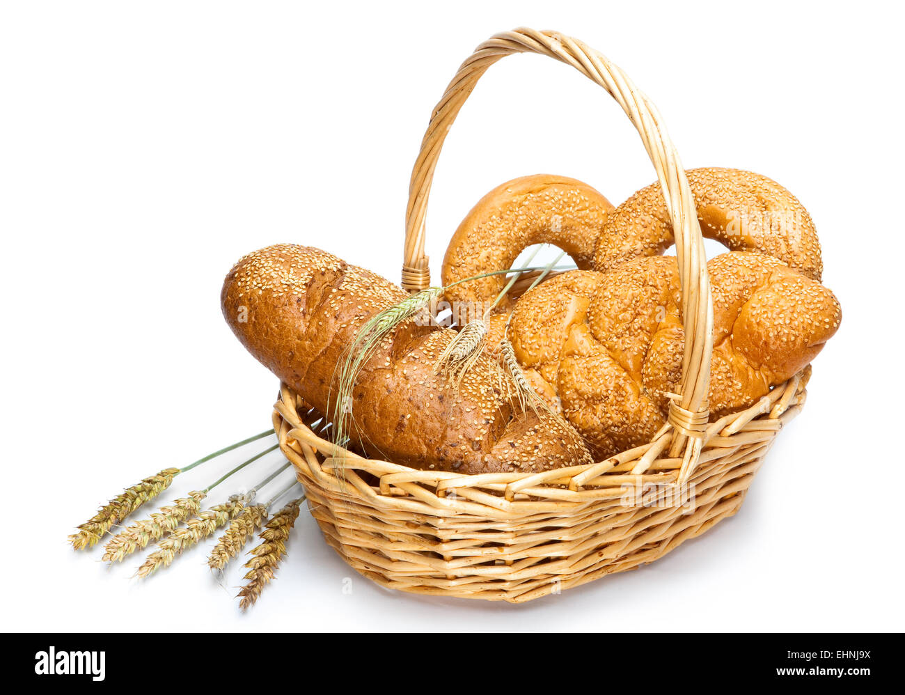Basket with bread Stock Photo - Alamy