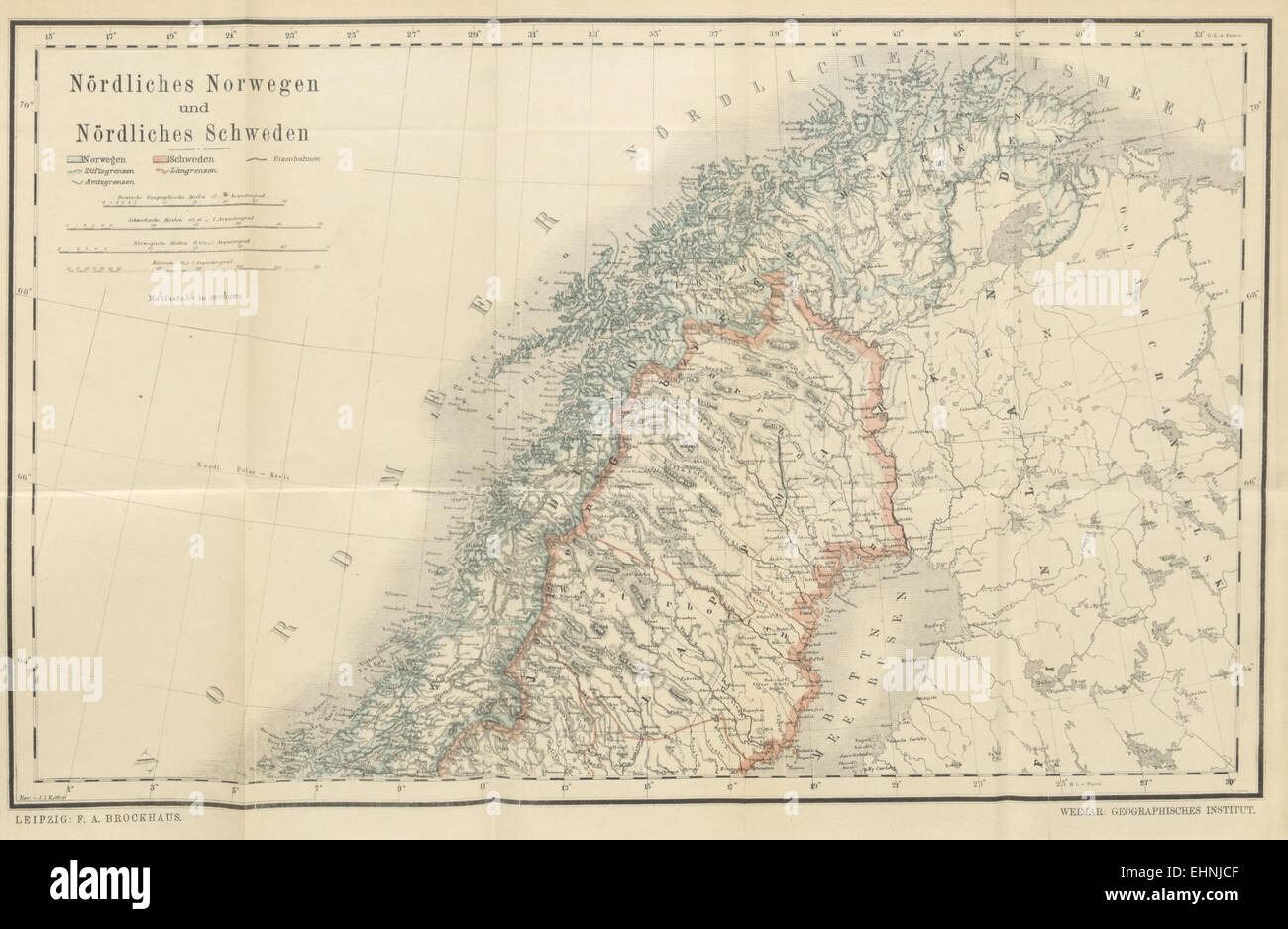 An 1889 map by Bayer depicting northern Norway and northern Sweden. The ...