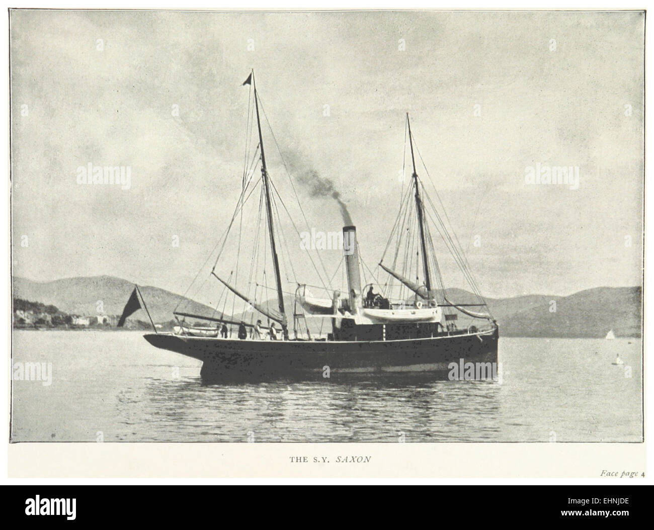 This 1895 illustration depicts the S.V. 'Saxon', a vessel noted for its ...