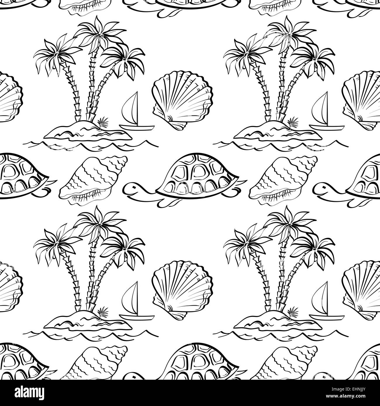 Seamless exotic pattern, outline Stock Photo - Alamy