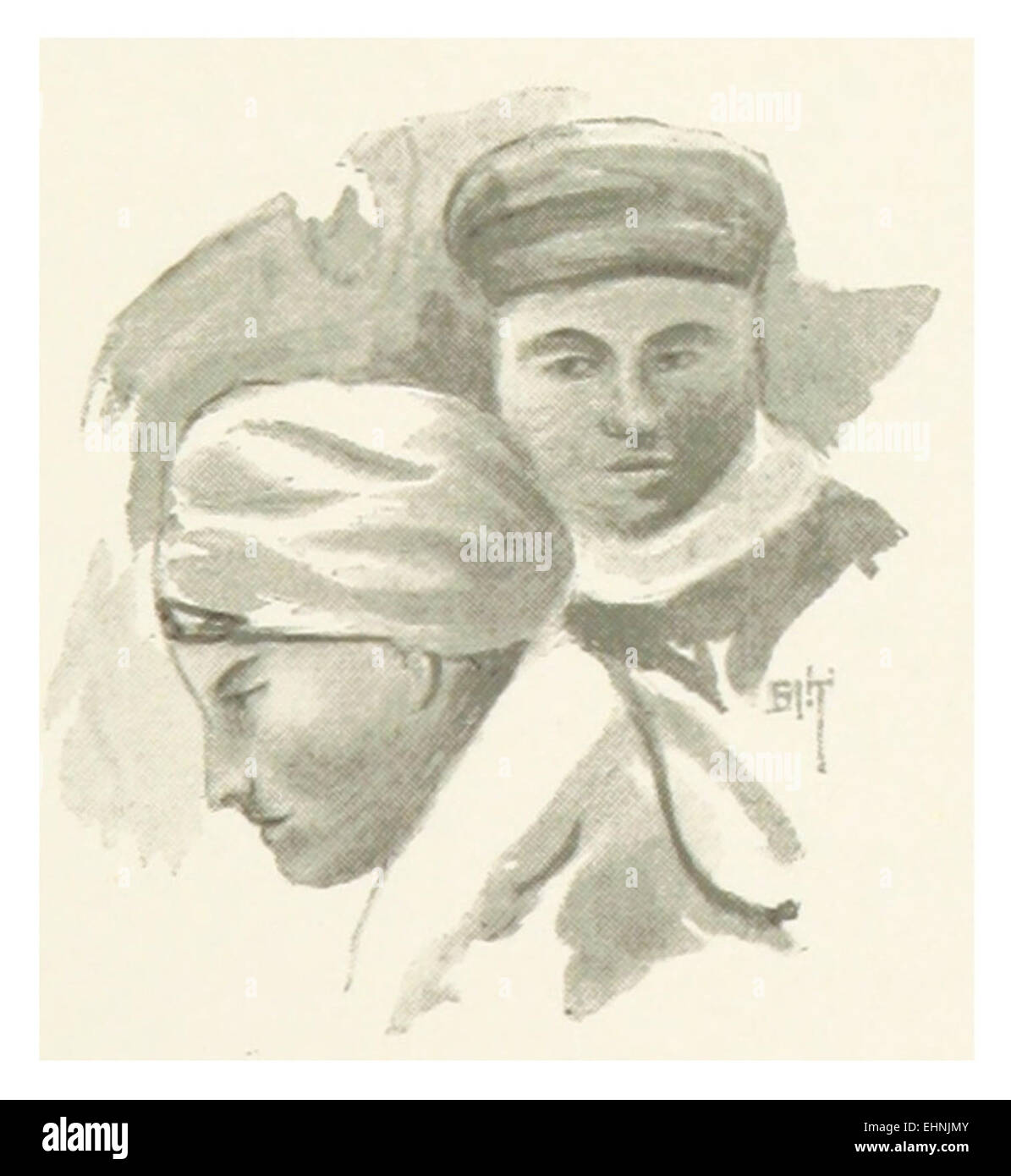 An 1895 illustration depicting the heads of Samoyed women, capturing ...