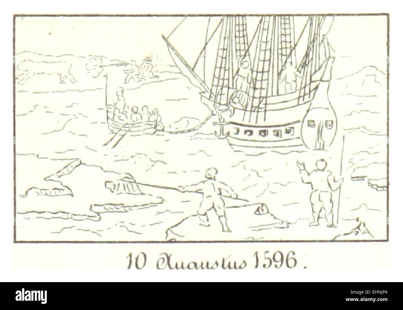 A historical drawing from 1873 by Veer depicting an event or location ...