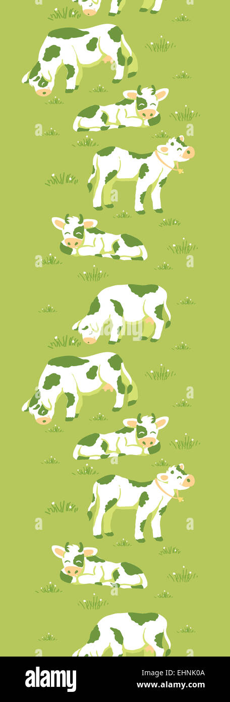 Cows on the field vertical seamless pattern background border Stock ...