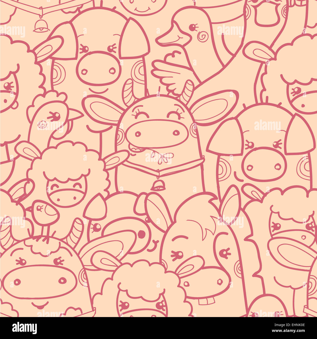 Cute farm animals seamless pattern background Stock Photo - Alamy