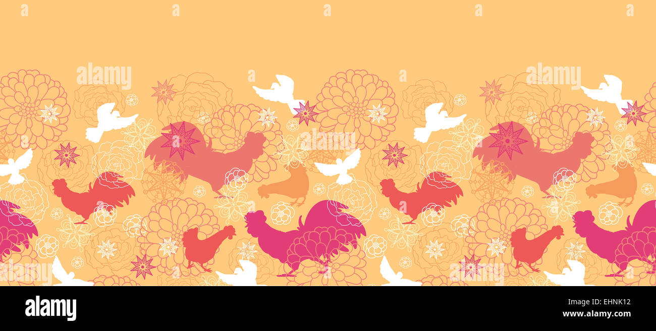 Farm birds horizontal seamless pattern background border Stock Photo ...