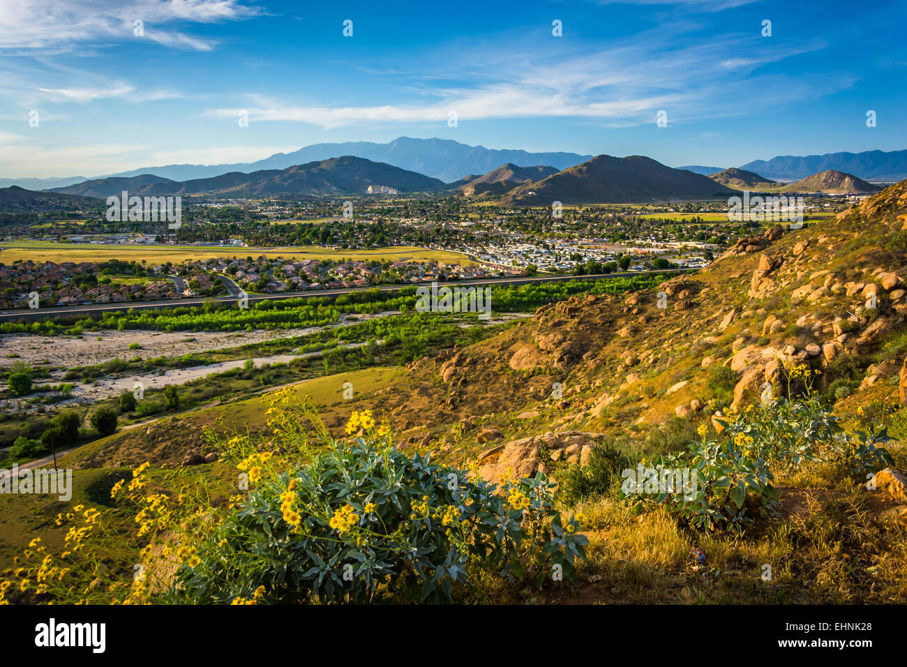 Evening view of distant mountains and valleys from Mount Rubidoux Park ...