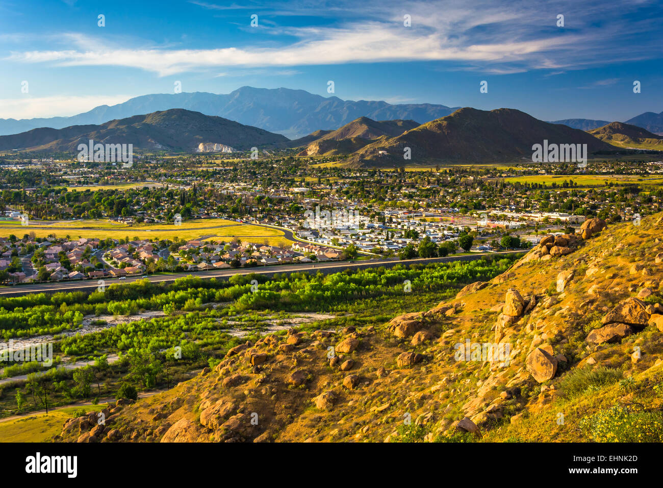 Evening view of distant mountains and valleys from Mount Rubidoux Park ...