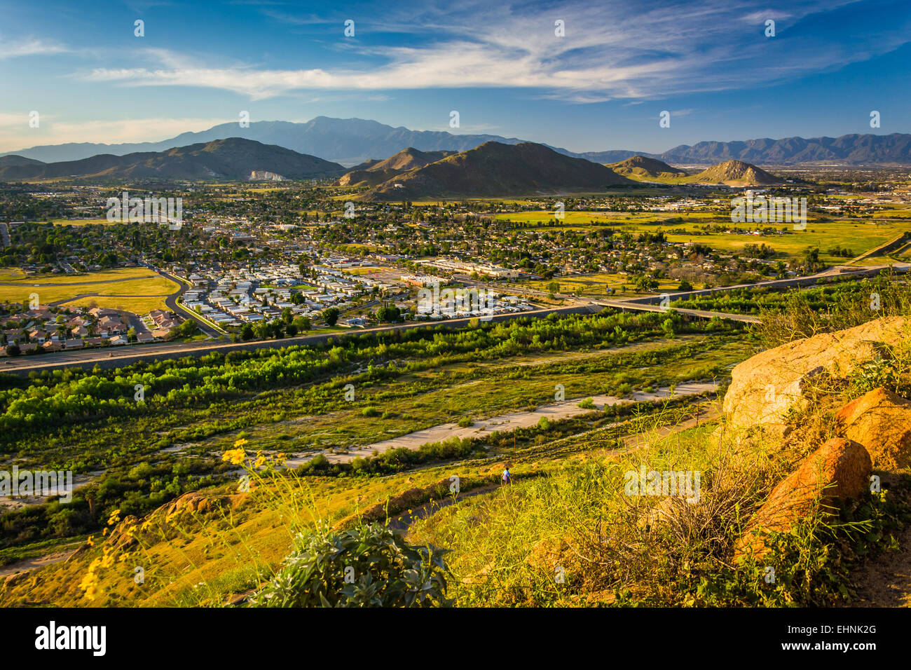 Evening view of distant mountains and valleys from Mount Rubidoux Park ...