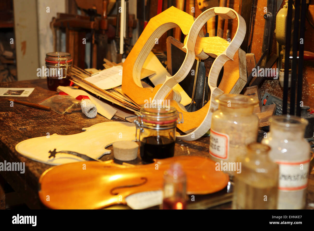 A violin making workshop in Cremona, Italy Stock Photo - Alamy