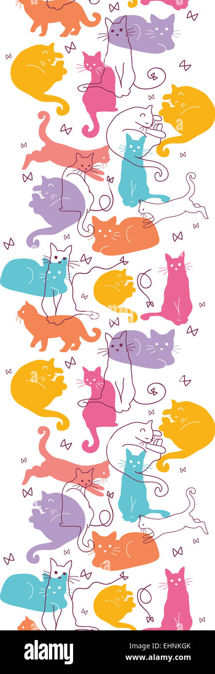 Colorful Cats Vertical Seamless Pattern Background Border Stock Photo ...