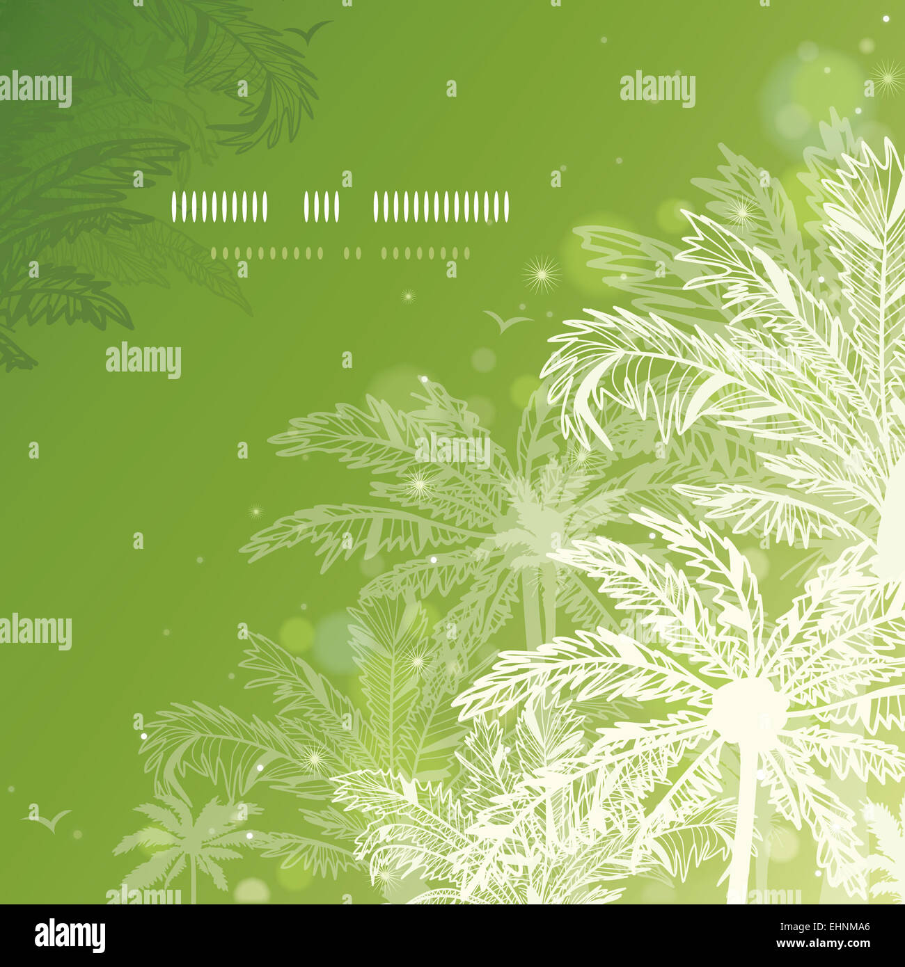 Green glowing palm trees square template background Stock Photo - Alamy