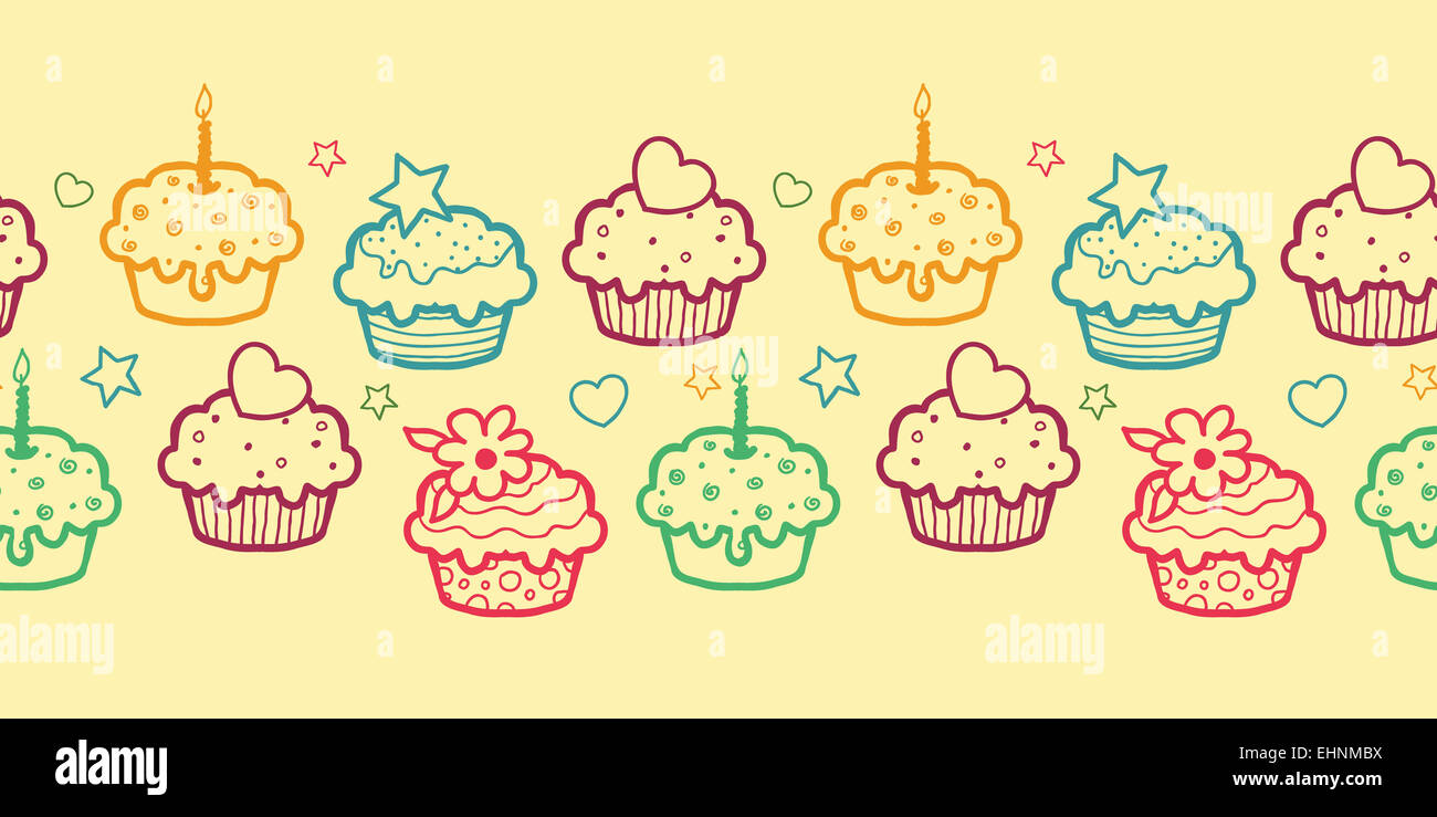 Colorful muffins horizontal seamless pattern background border Stock ...