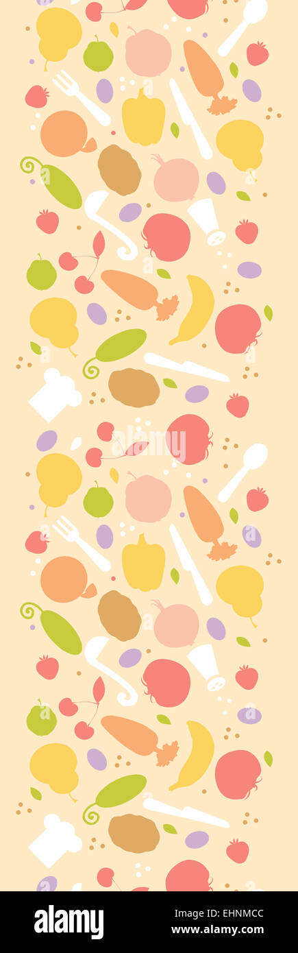 Vegetarian cooking vertical seamless pattern background border Stock ...