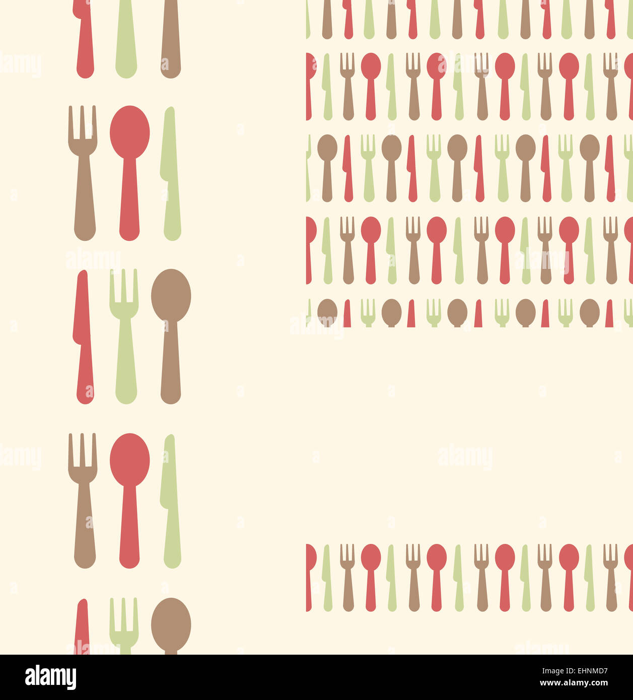 Set of three utensils seamless patterns and borders backgrounds Stock ...