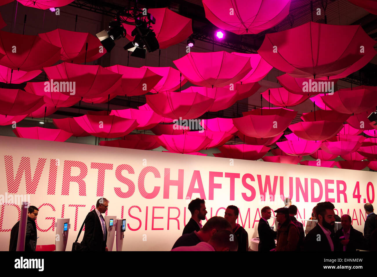 Hanover, Germany. 16th Mar, 2015. Visitors view Deutsche Telekom's ...